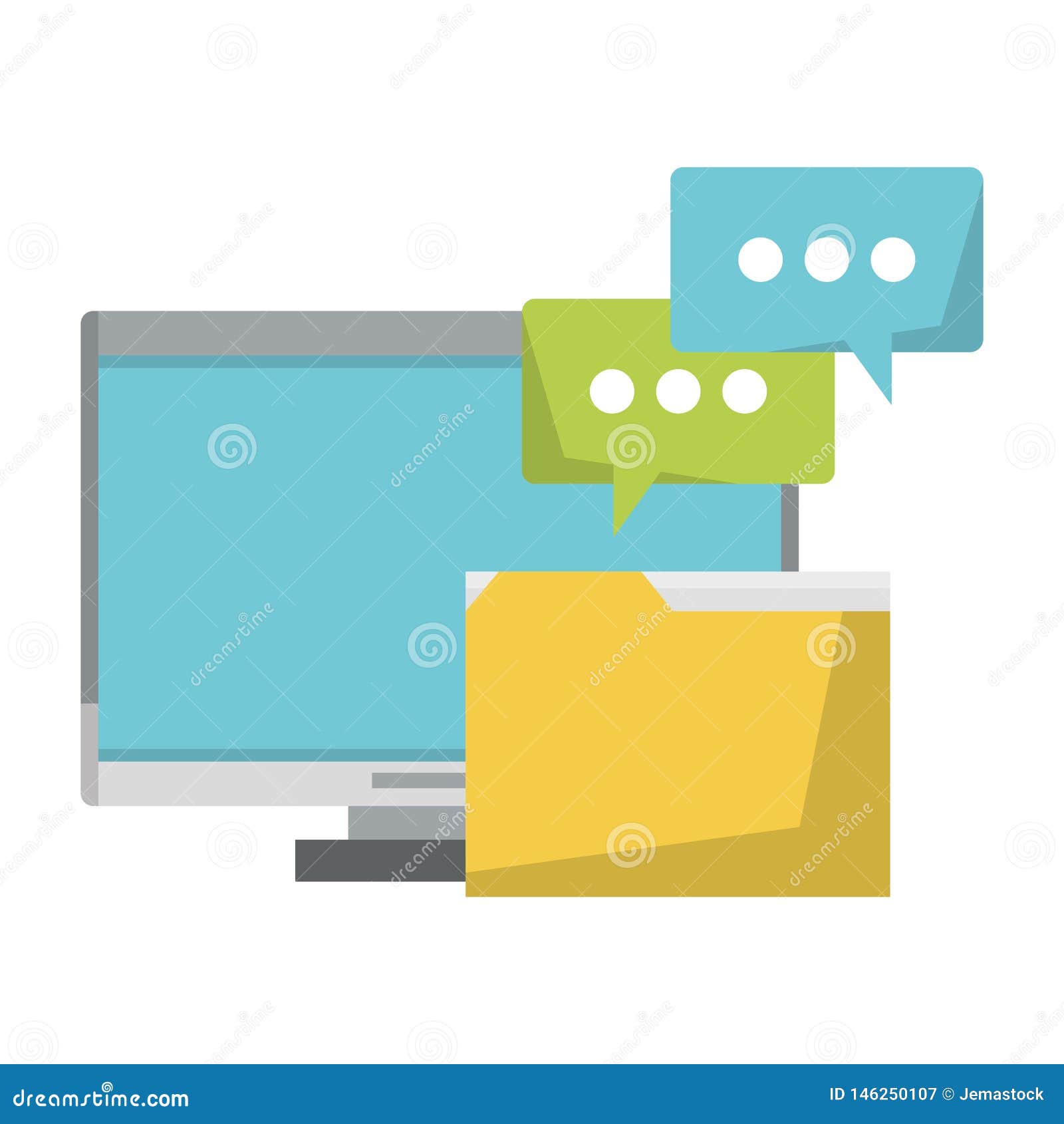 Computer with Documents Folder Stock Vector - Illustration of documents ...