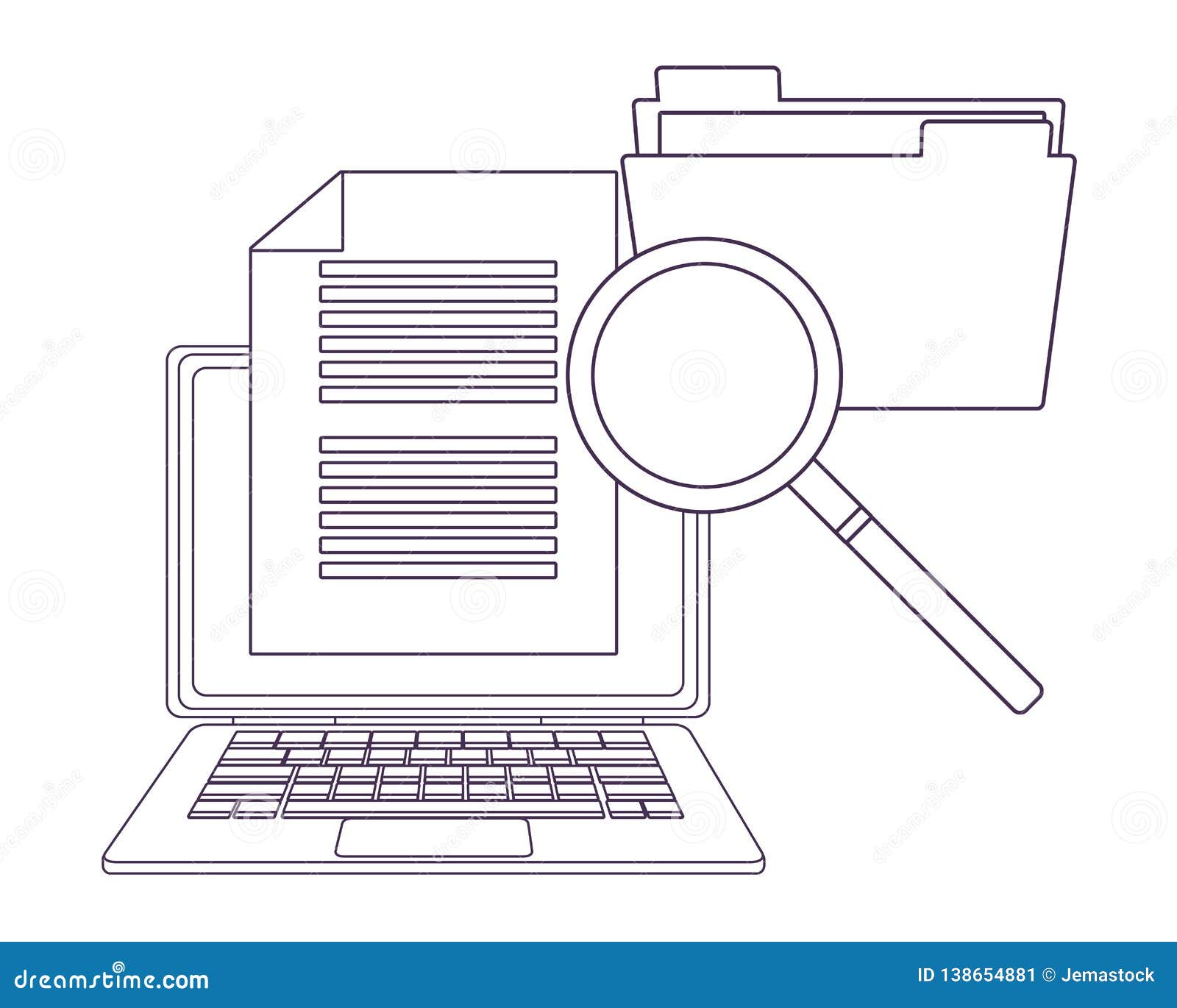 Computer with documents stock vector. Illustration of development ...