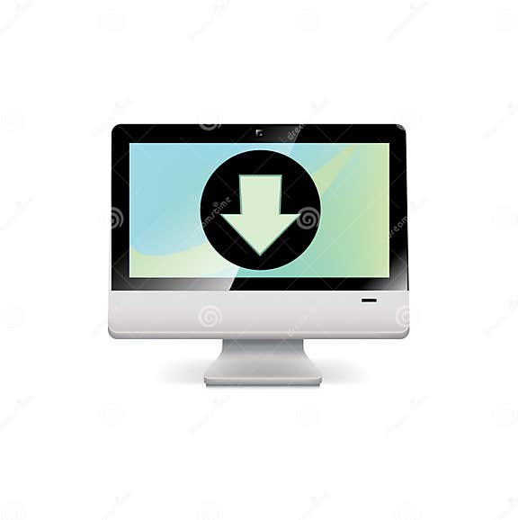 Computer with Download Icon Stock Vector - Illustration of catalog ...