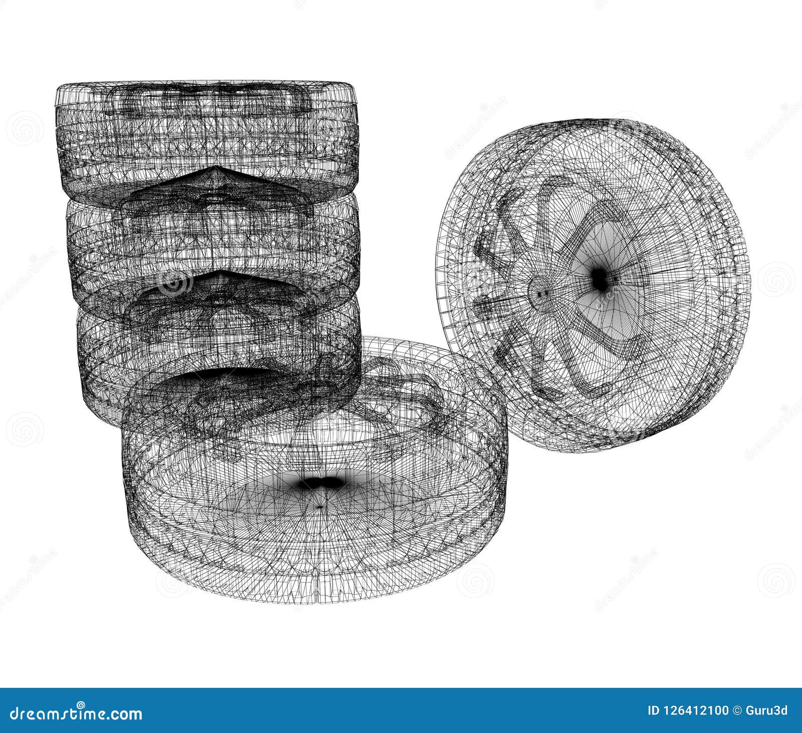 Computer Drawing of Car Wheel. Top View Stock Illustration ...