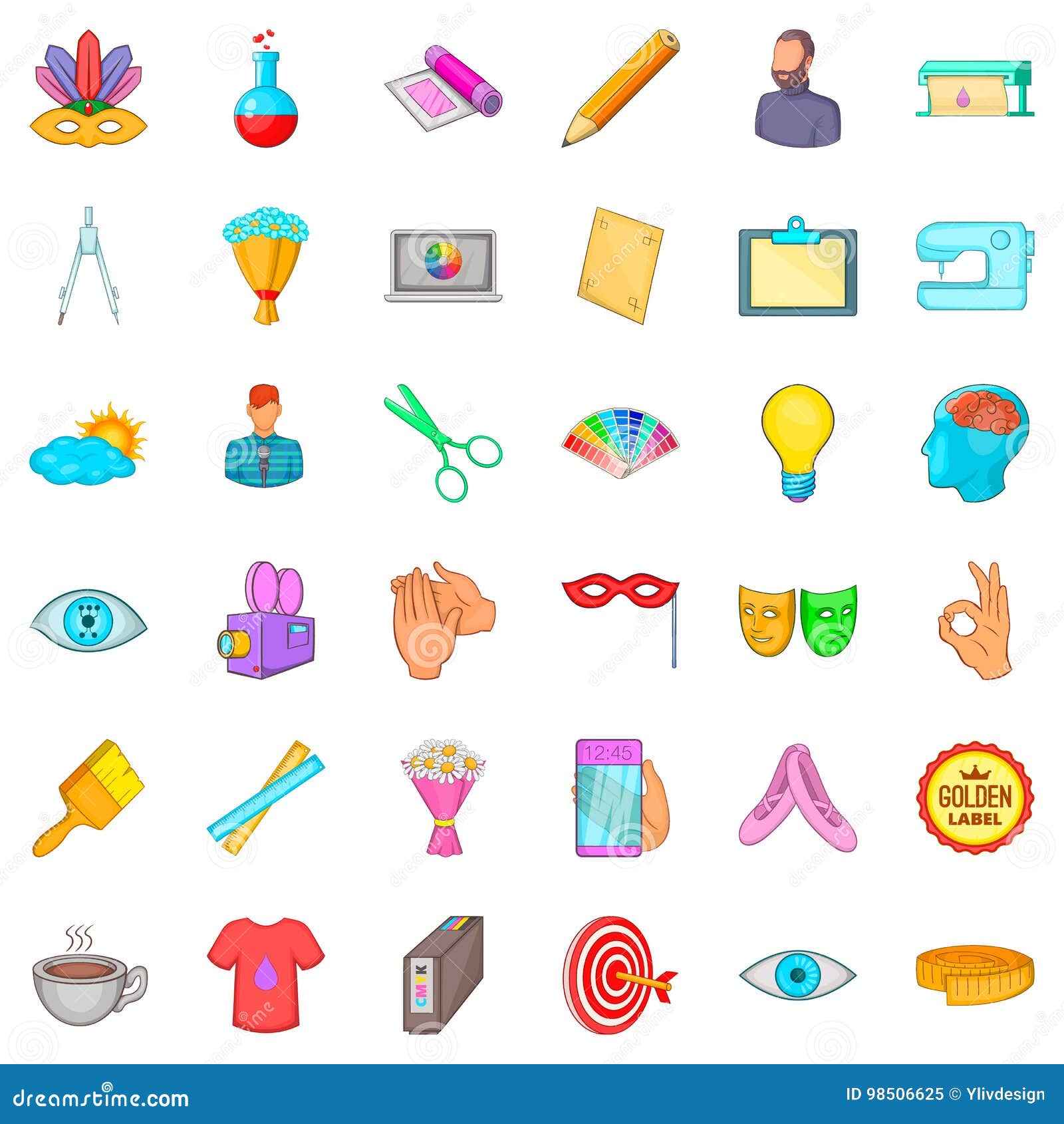 Computer Drawing Icons Set, Cartoon Style Stock Vector - Illustration ...