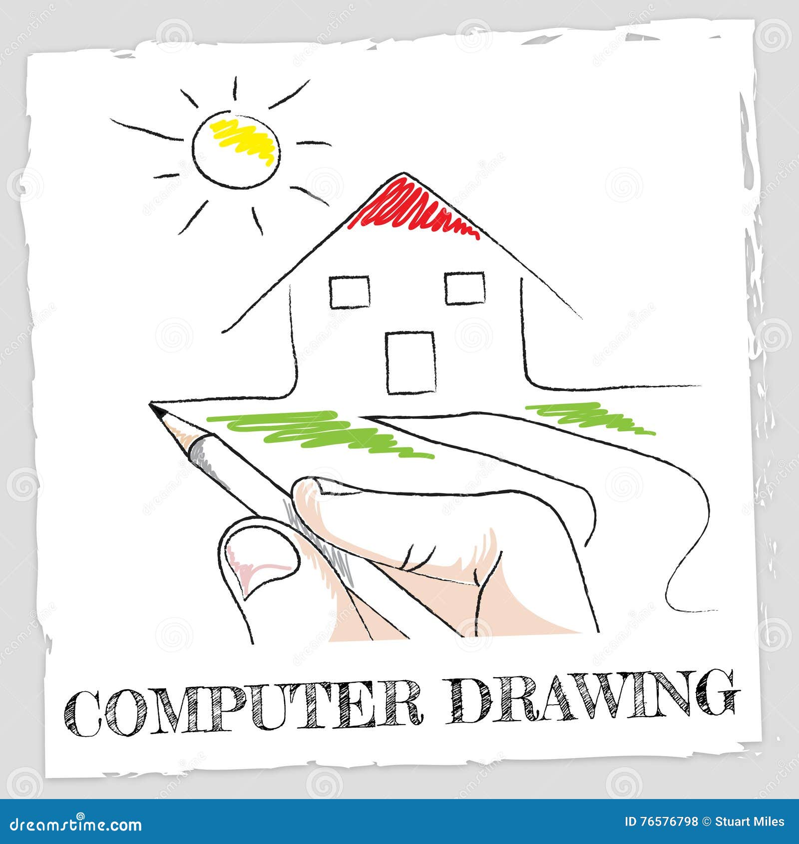 Computer Drawing Means Sketch Processor and Creative Stock Illustration ...