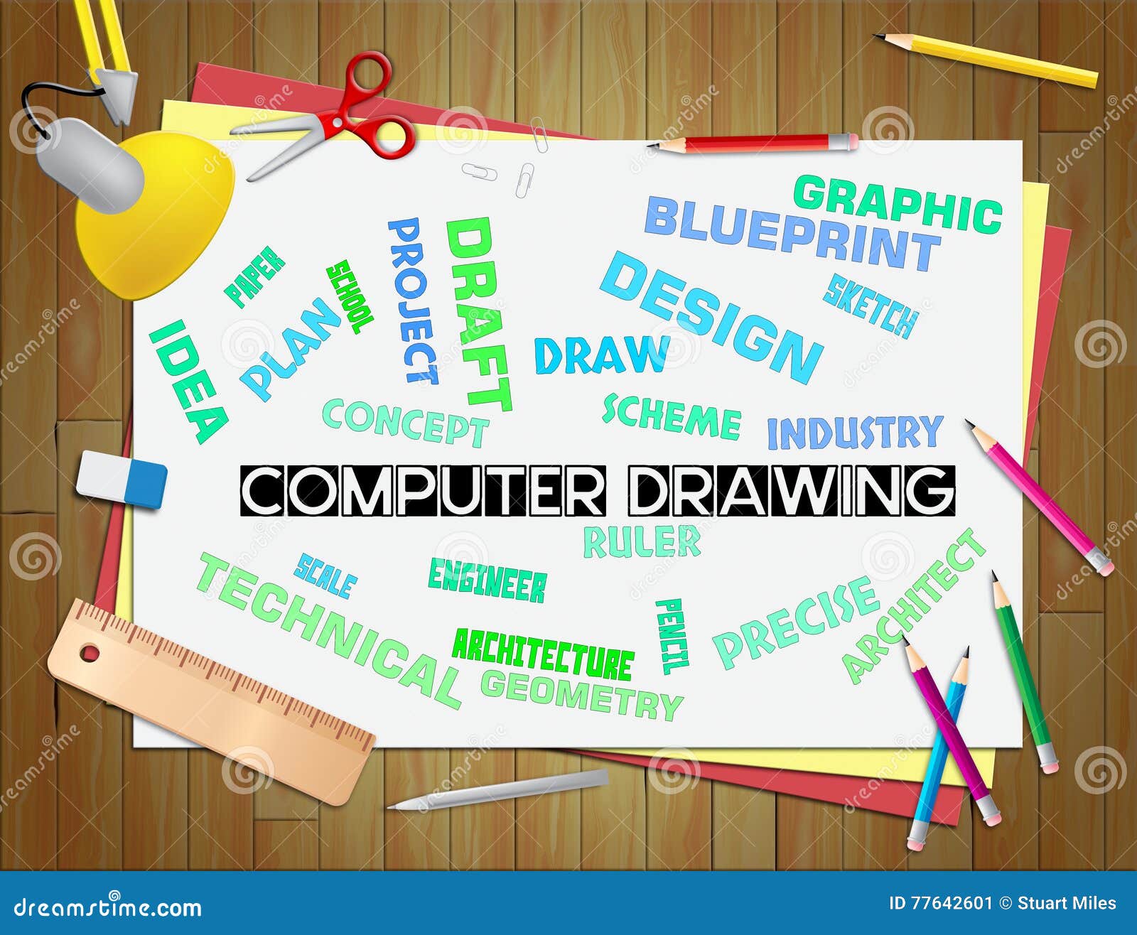Computer Drawing Shows Sketching Design and Designer Stock Illustration ...