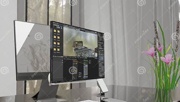 Computer with Dynamic Screen Display Featuring an Illustration of a ...