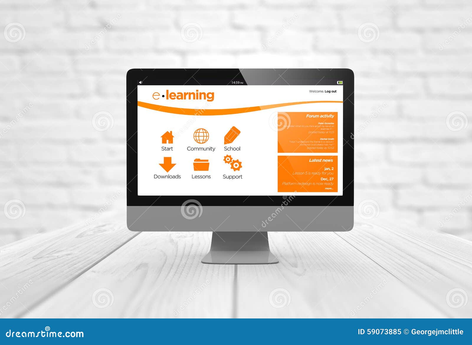 Computer e-learning stock illustration. Illustration of university ...