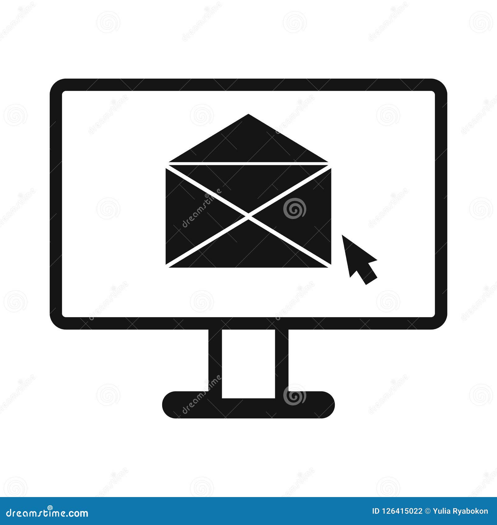Computer with E-mail Icon, Simple Style Stock Illustration ...