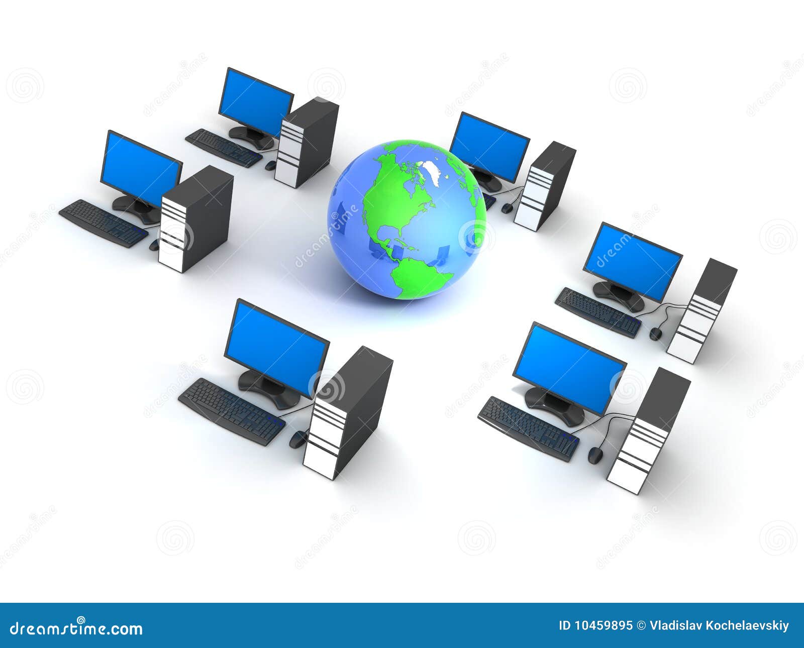 Computer and earth stock illustration. Illustration of cyberspace ...