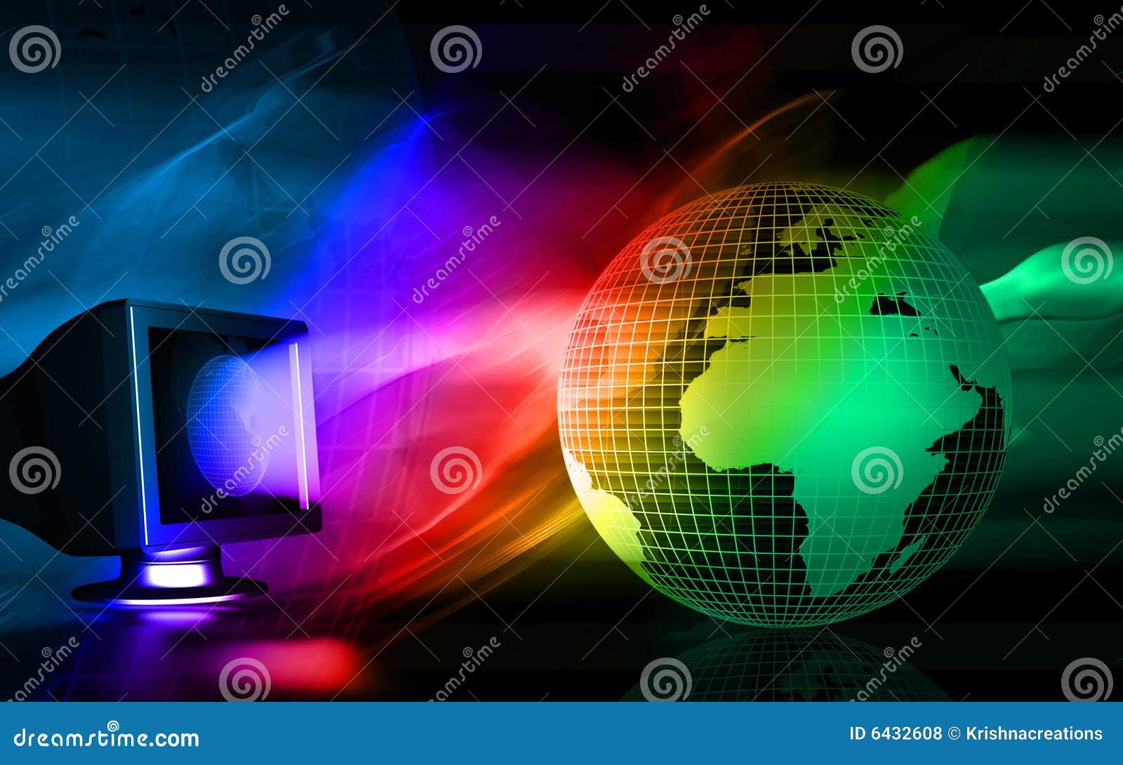 Computer and earth stock illustration. Illustration of blue - 6432608