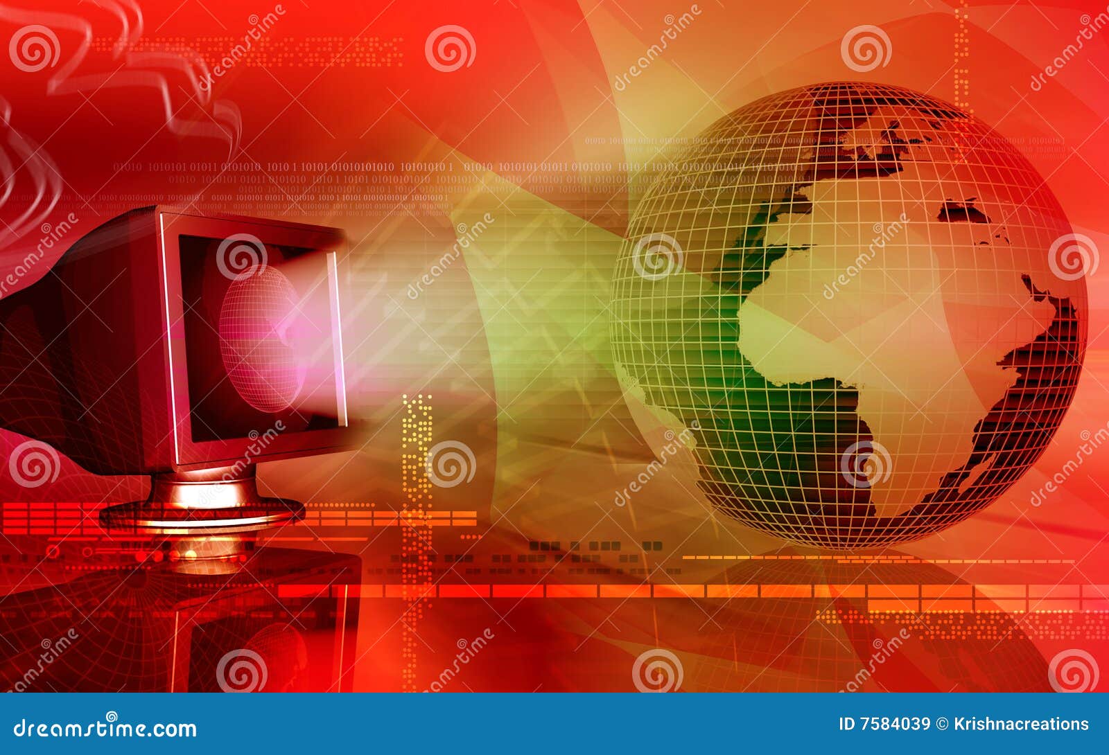 Computer and earth stock illustration. Illustration of hardware - 7584039