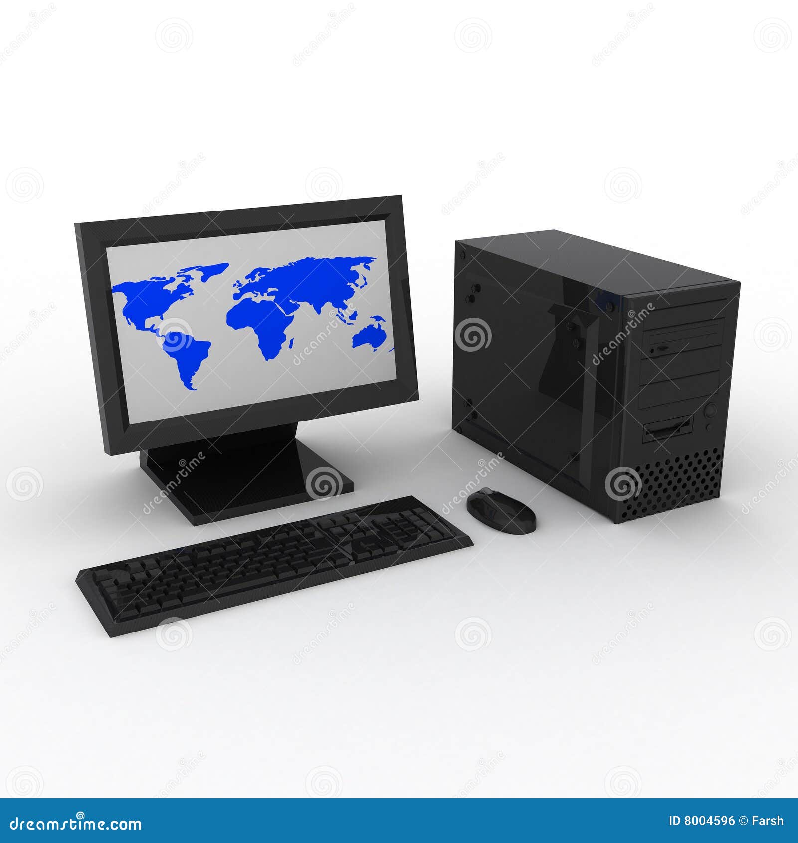 Computer with earth stock illustration. Illustration of desktop - 8004596
