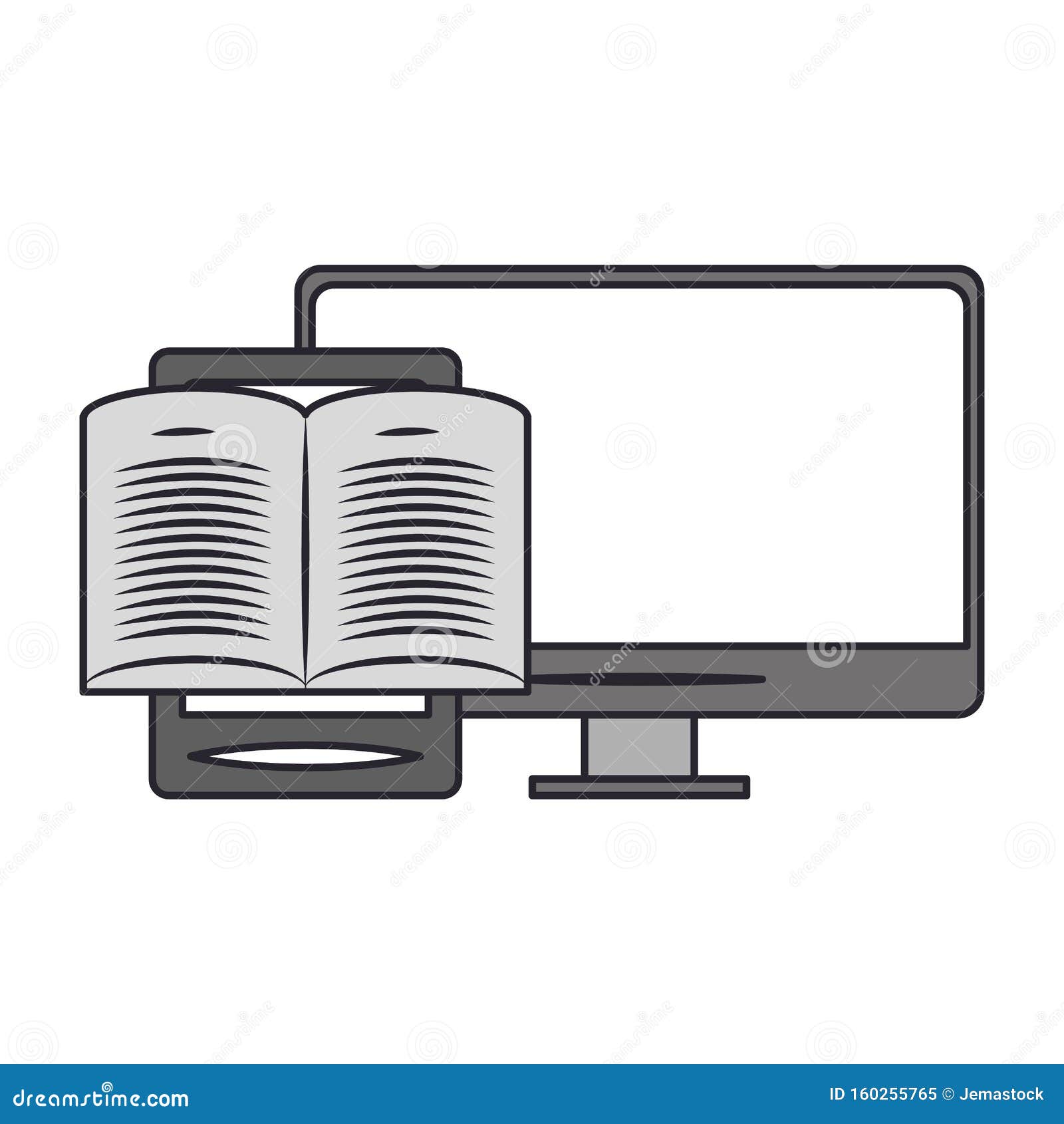 Computer and Ebook Isolated Icon Stock Vector - Illustration of ...