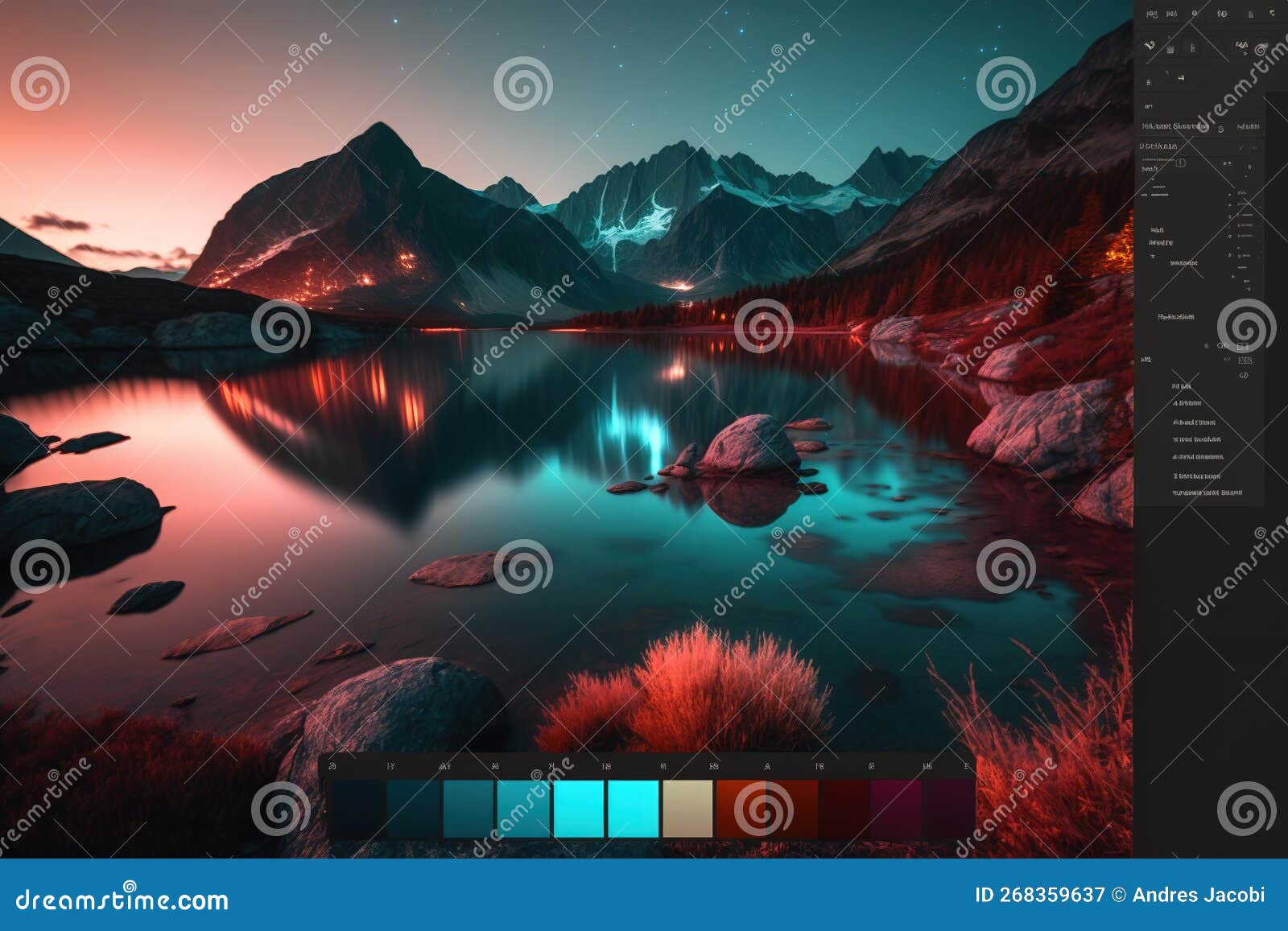 Computer Edition of Nightfall Aurora Landscape Photography Stock Image ...