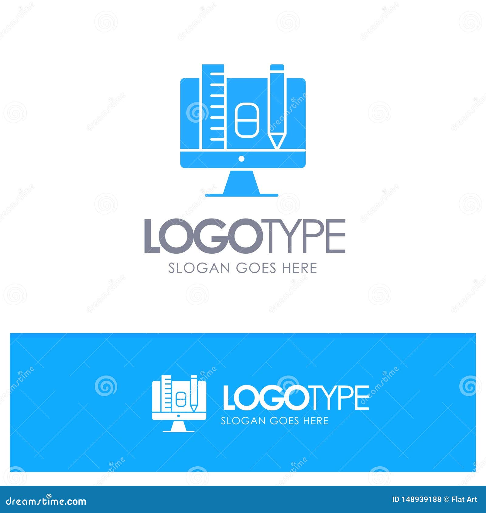Computer, Education, Scale, Pencil Blue Logo Vector Stock Vector ...