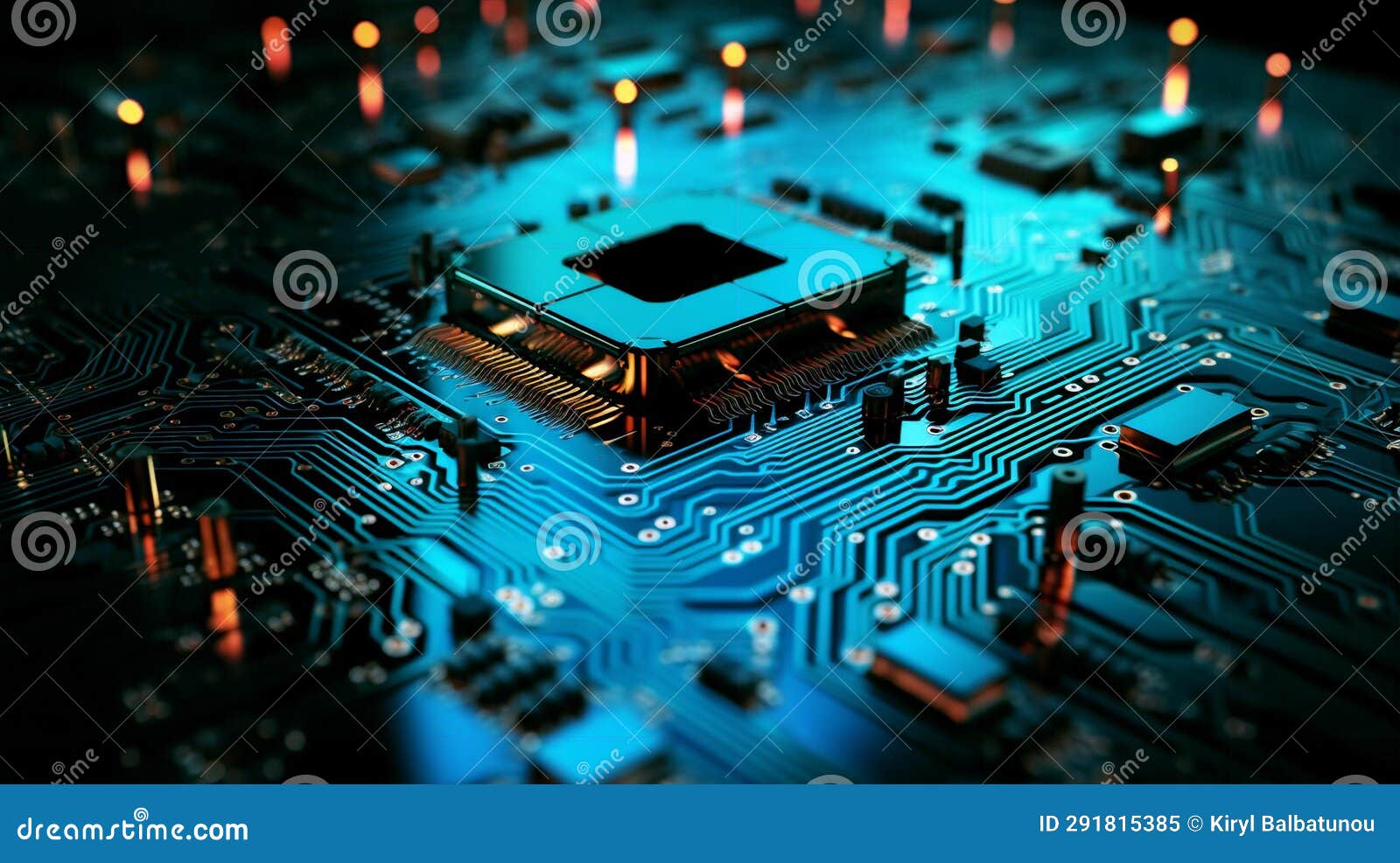 Computer Electronic Chip With Processor, Transistors, Resistors And ...