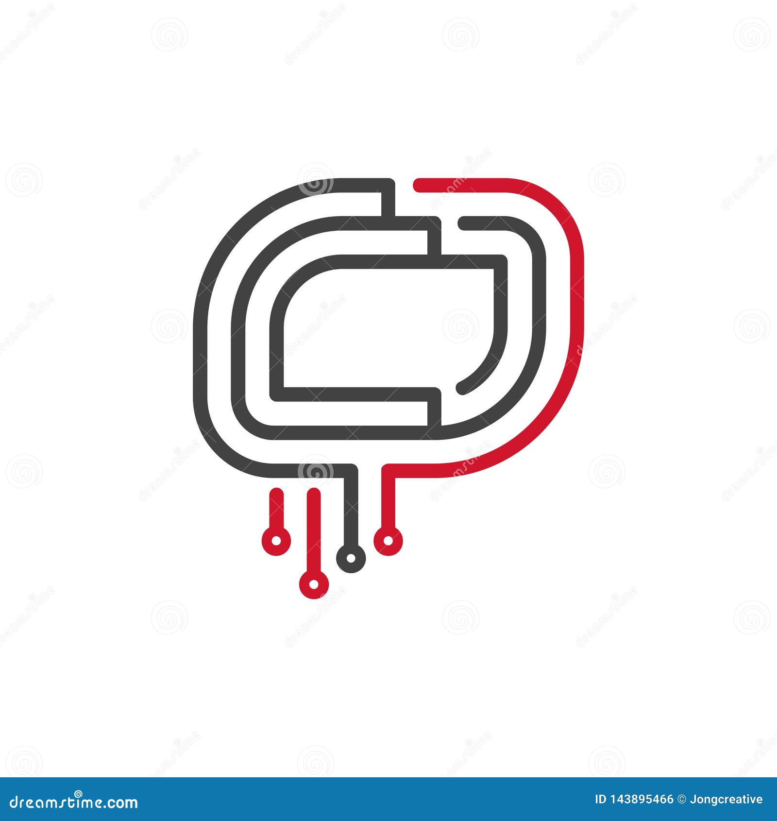 Computer Electronic Circuit Artificial Intelligent Brain Symbol Stock ...