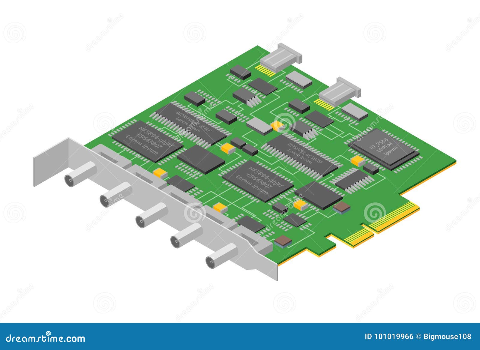Computer Electronic Circuit Board Component Pc Isometric View. Vector ...
