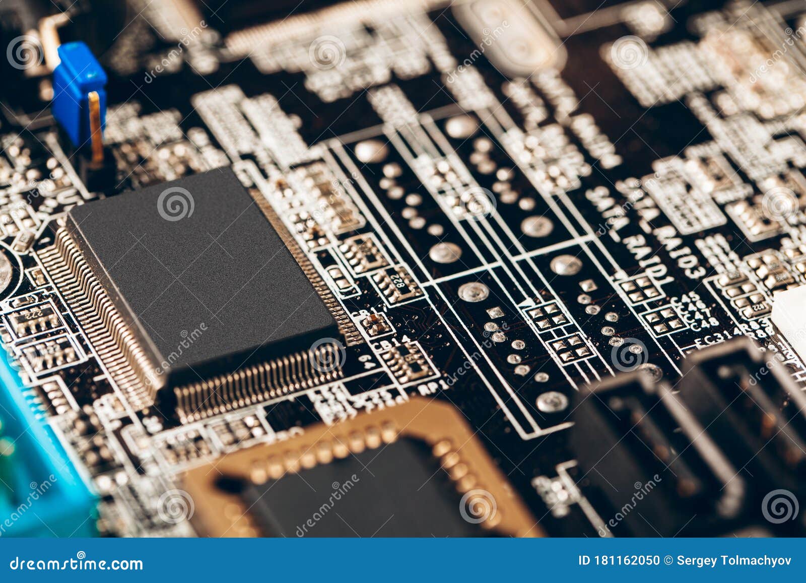 Computer Electronic Circuit Board with Processor Close Up Stock Photo ...