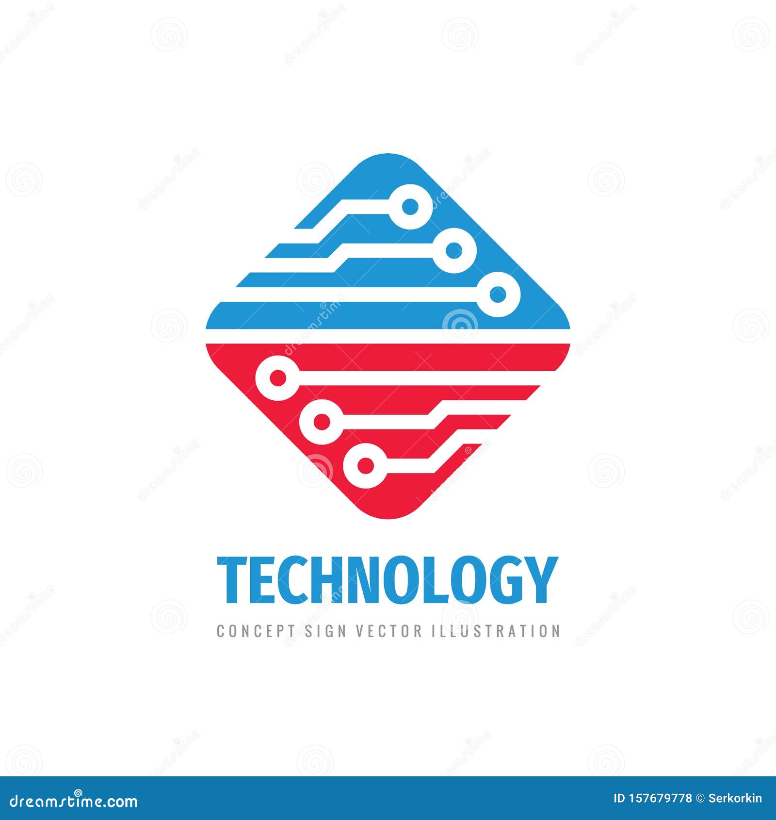 Electronic Logo Chip. Digital Connected Shapes Cartoon Vector ...