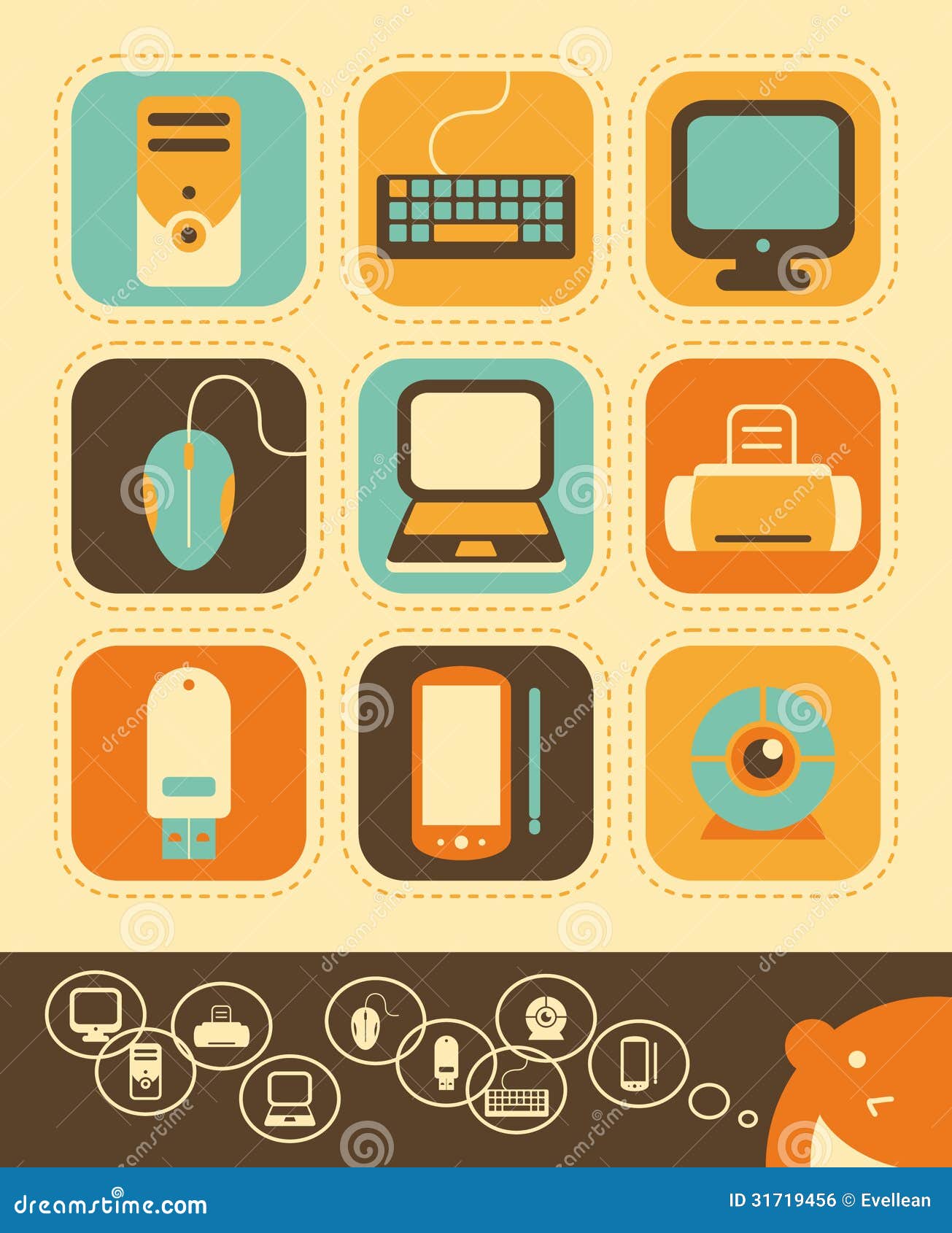 Computer and Electronics Icon Set Stock Vector - Illustration of clip ...