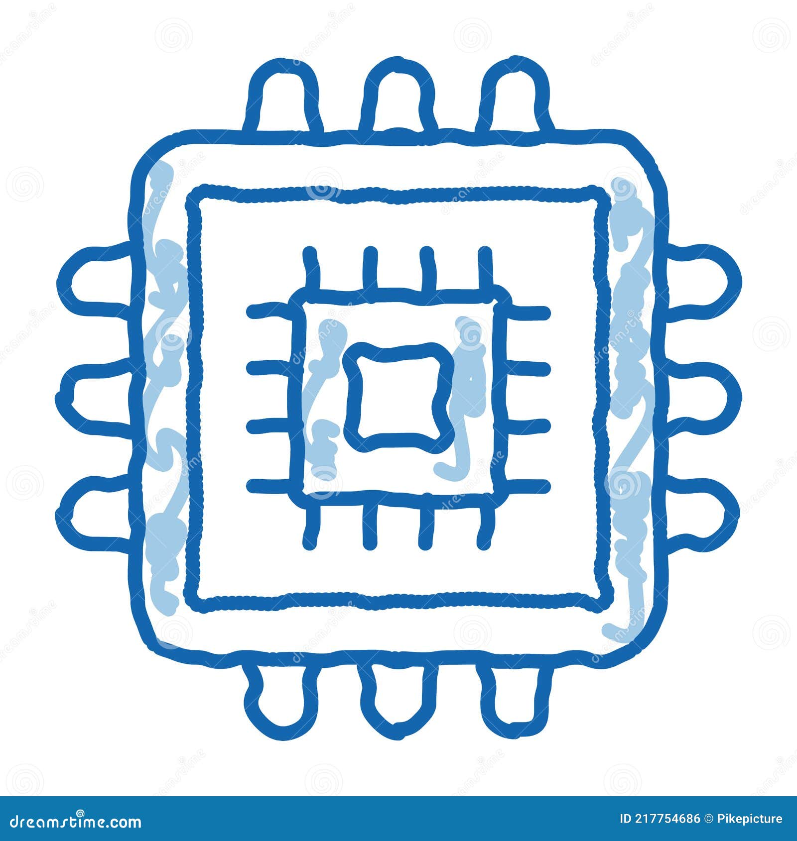 Computer Element Processor Doodle Icon Hand Drawn Illustration Stock ...