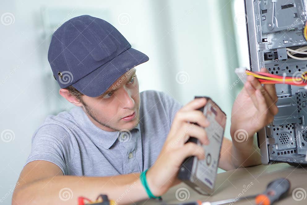 Computer Engineer Difficult Problem To Solve Stock Image - Image of ...