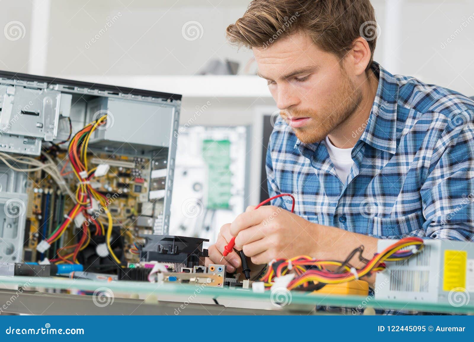 Computer Engineer Fixing Motherboard Stock Image - Image of electronics ...