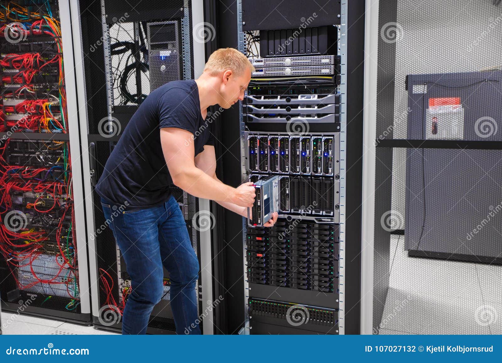 Installing A New Server In The Server Datacenter Rack. Repair Of ...