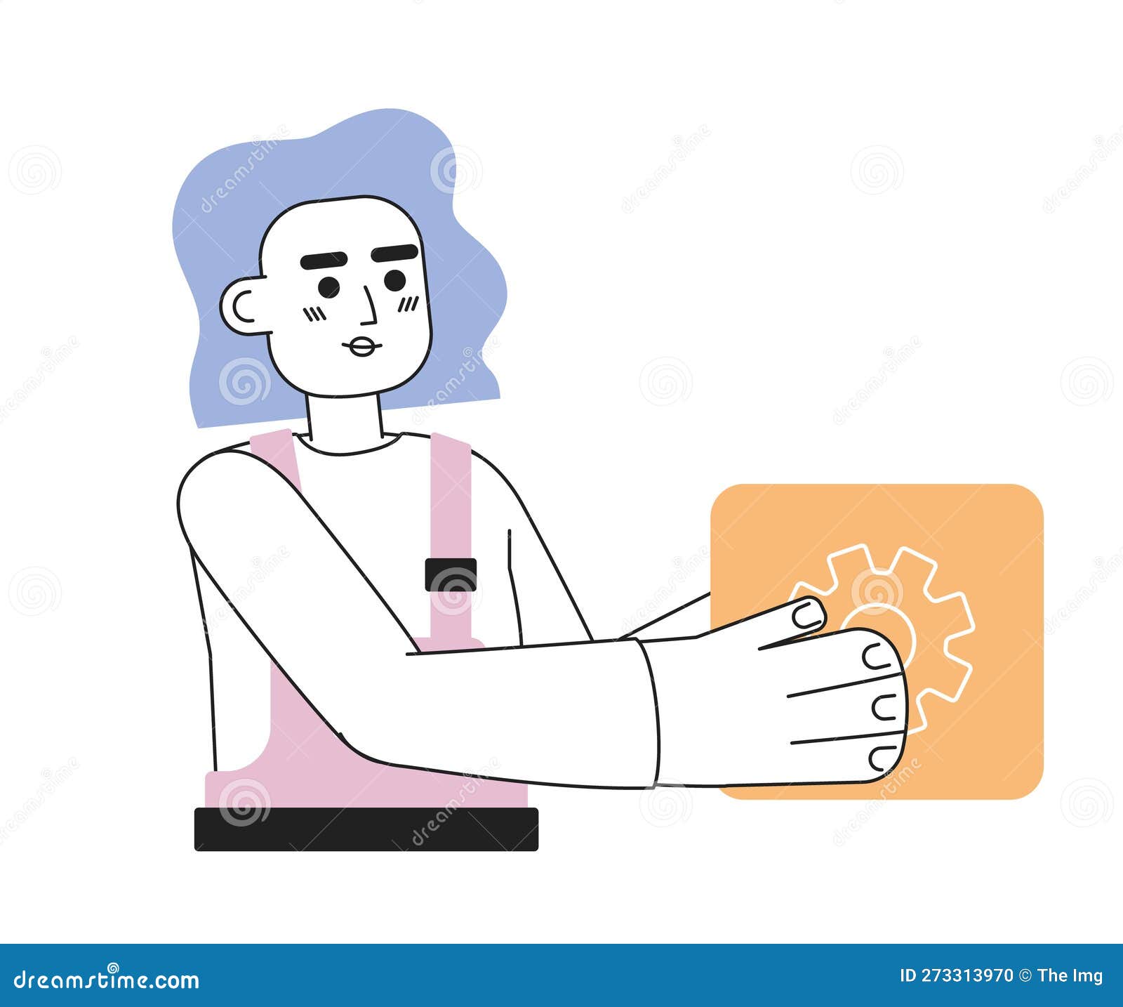 Computer Engineer Line Concept Vector Spot Illustration Stock Vector ...