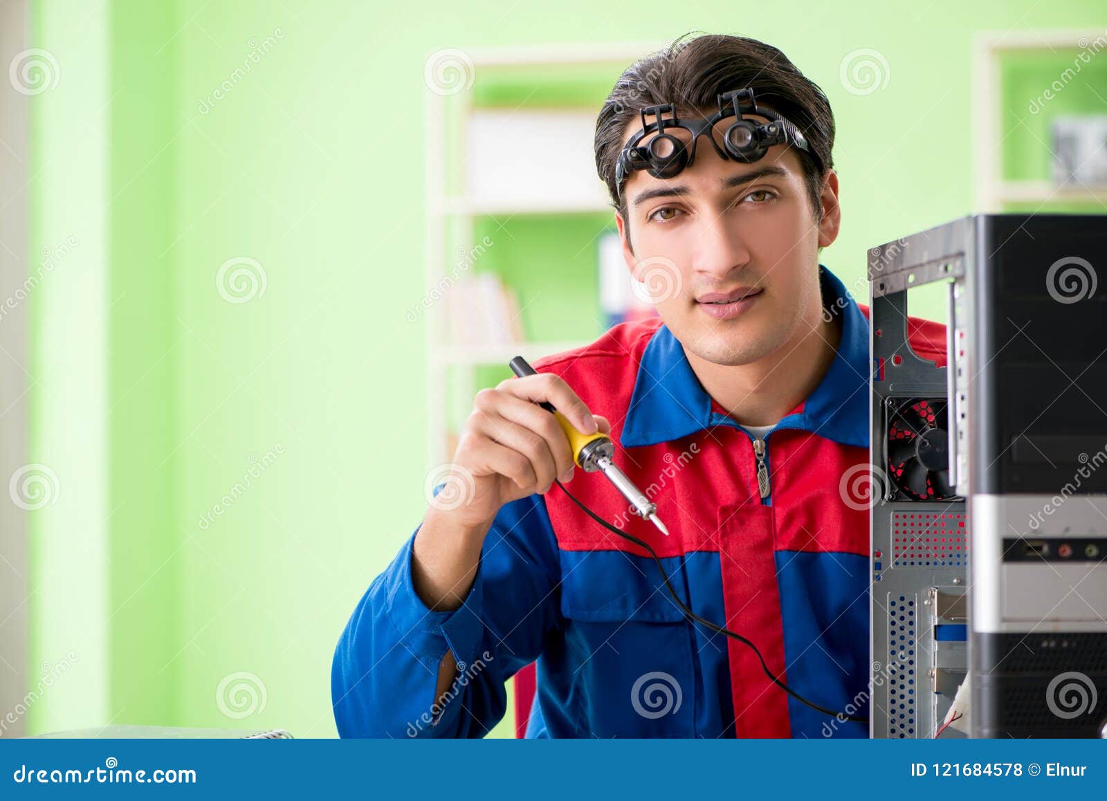The Computer Engineer Repairing Broken Desktop Stock Photo - Image of ...
