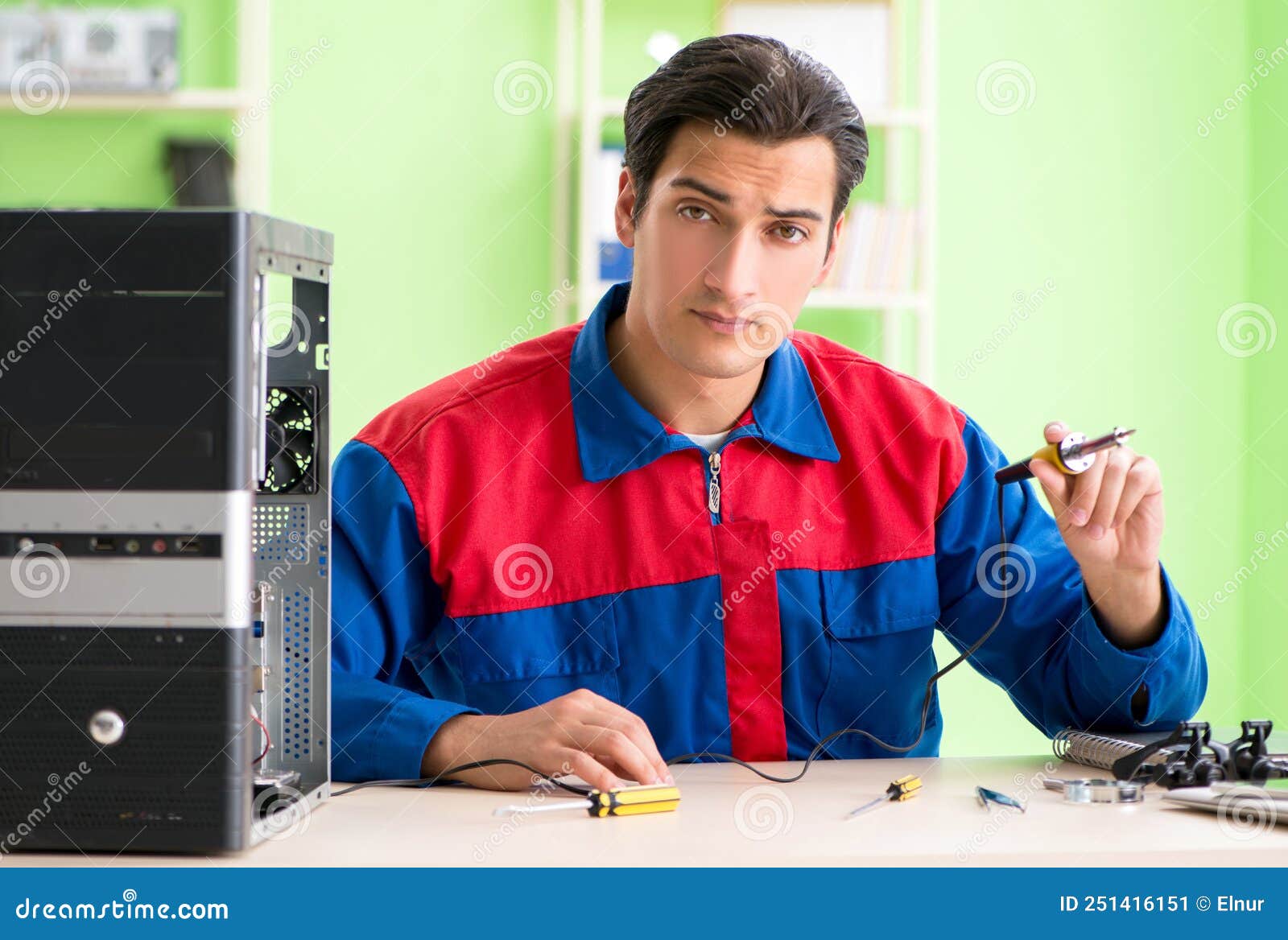 Computer Engineer Repairing Broken Desktop Stock Image - Image of ...