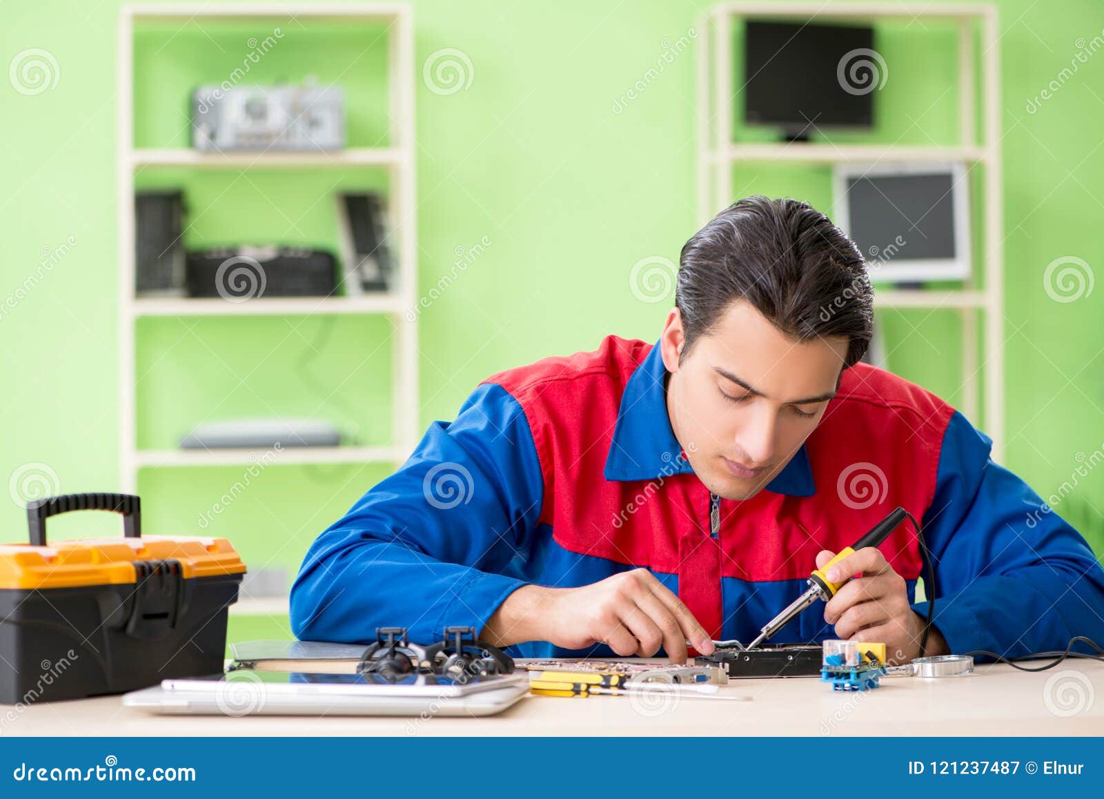 The Computer Engineer Repairing Broken Desktop Stock Image - Image of ...
