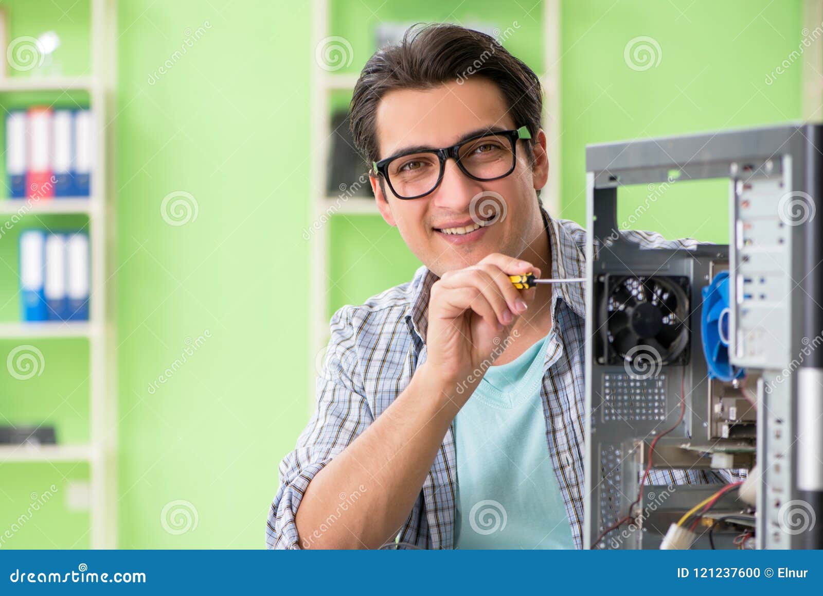 The Computer Engineer Repairing Broken Desktop Stock Photo - Image of ...