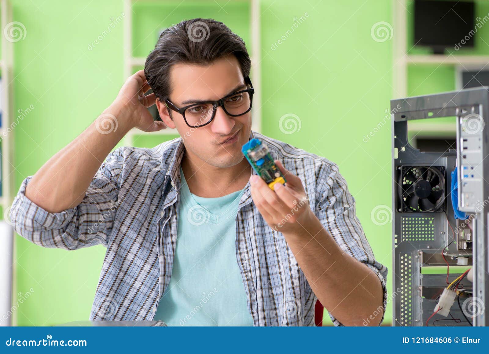 The Computer Engineer Repairing Broken Desktop Stock Photo - Image of ...
