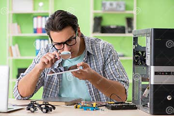 The Computer Engineer Repairing Broken Desktop Stock Image - Image of ...