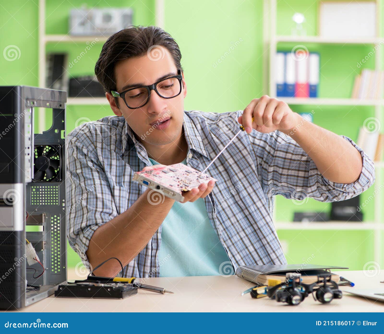 Computer Engineer Repairing Broken Desktop Stock Image - Image of ...