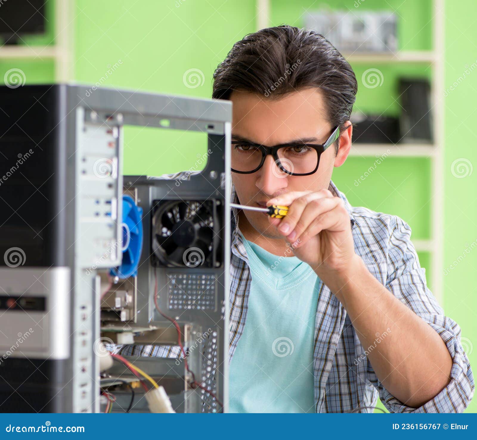 Computer Engineer Repairing Broken Desktop Stock Image - Image of ...
