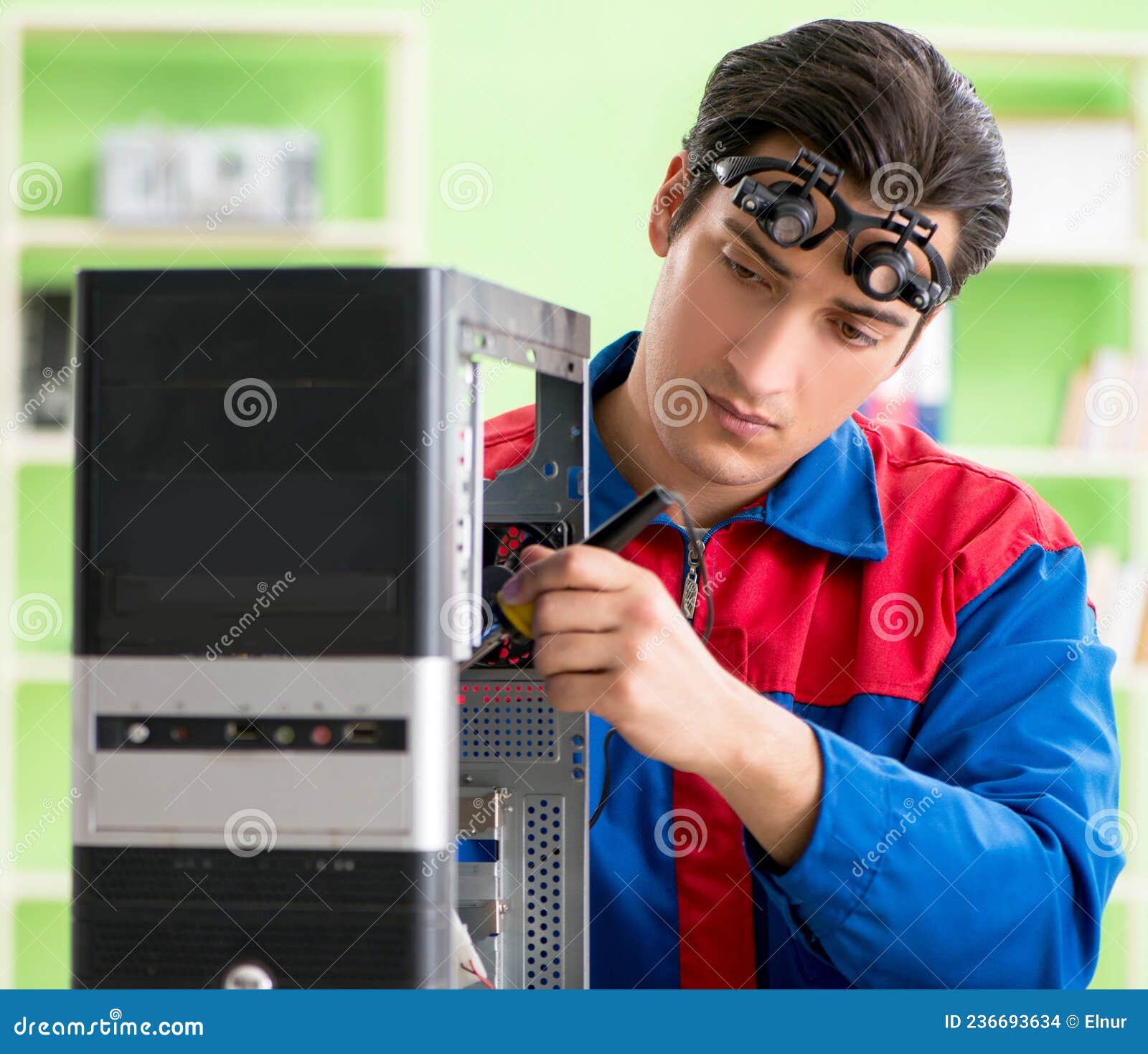 Computer Engineer Repairing Broken Desktop Stock Photo - Image of parts ...