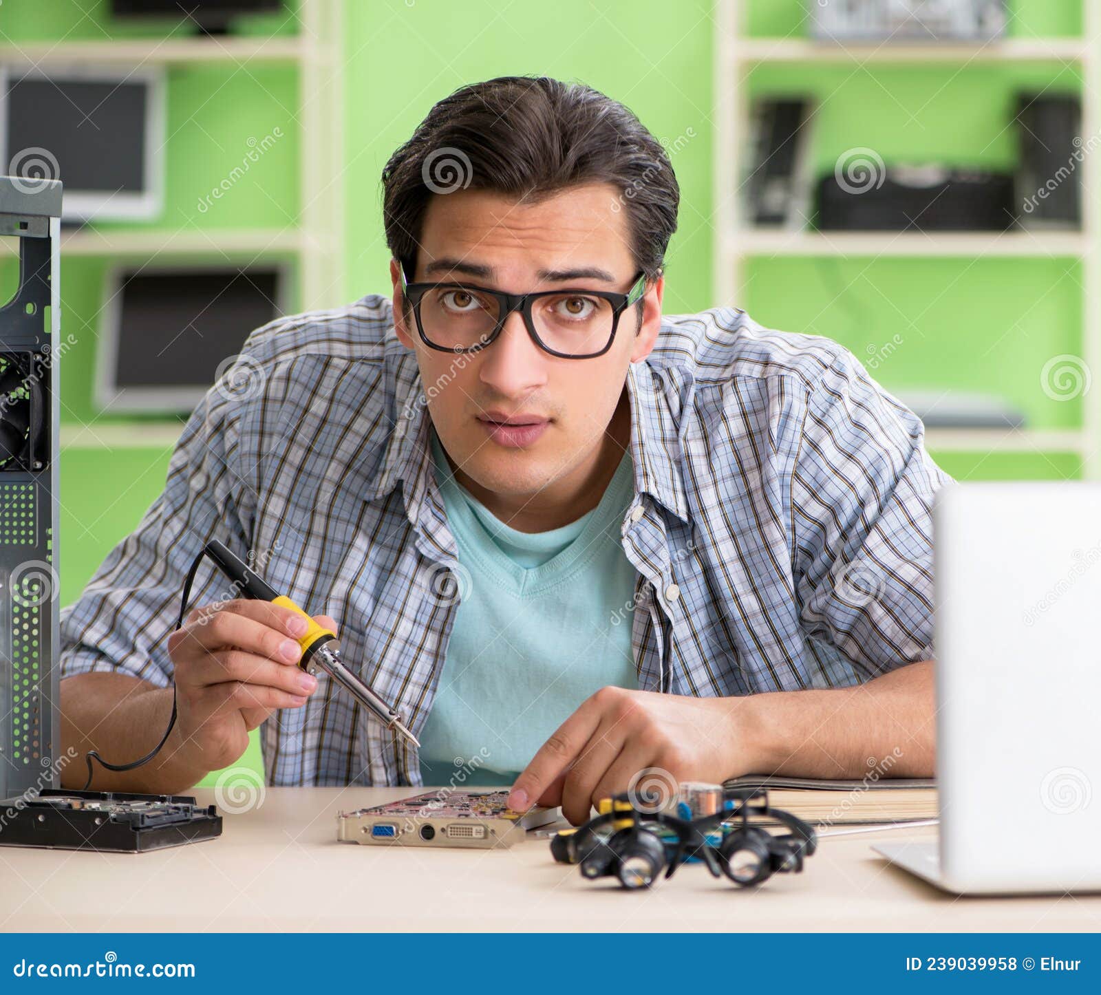 Computer Engineer Repairing Broken Desktop Stock Photo - Image of ...