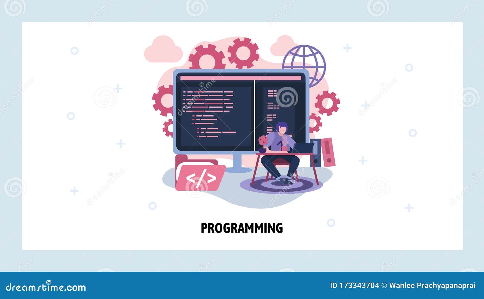 Computer Engineer Schrijft Code. Concept Voor Programmering En Ontwikkeling Van Software ...