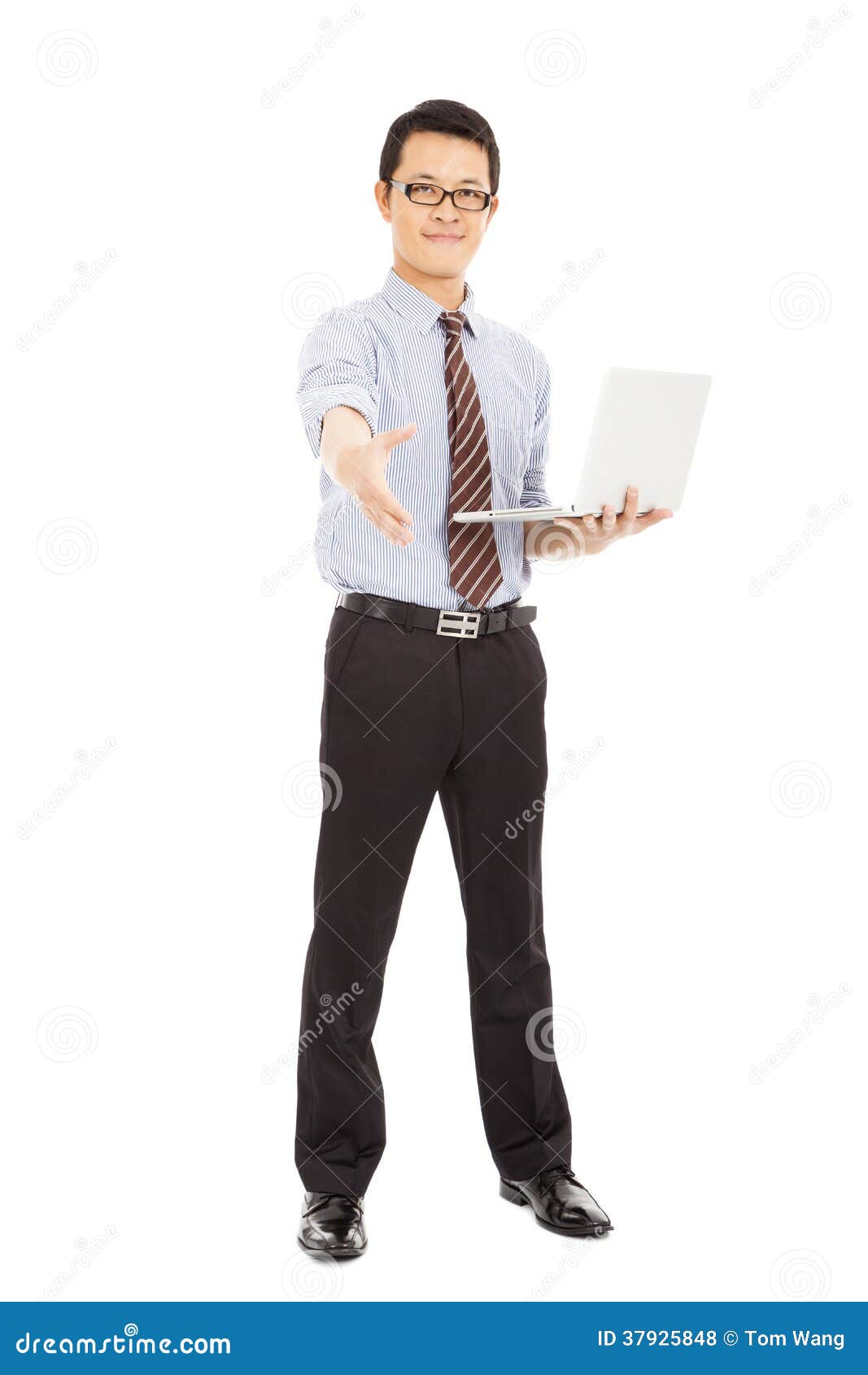 Computer Engineer is Standing and Show a Handshake Stock Photo - Image ...