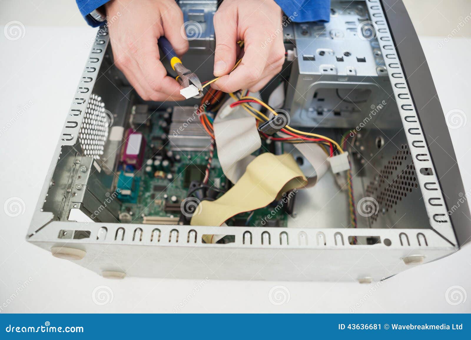 Computer Engineer Working on Broken Cable Stock Image - Image of ...
