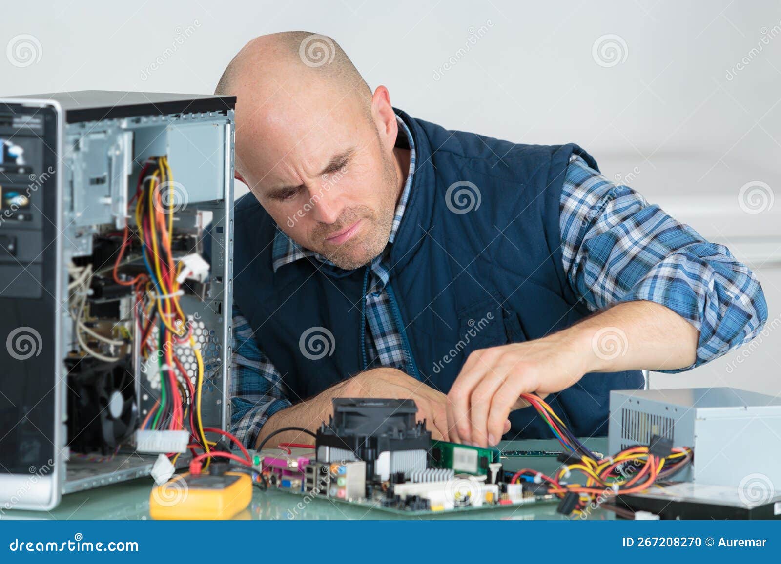 Computer Engineer Working on Broken Console Stock Photo - Image of ...