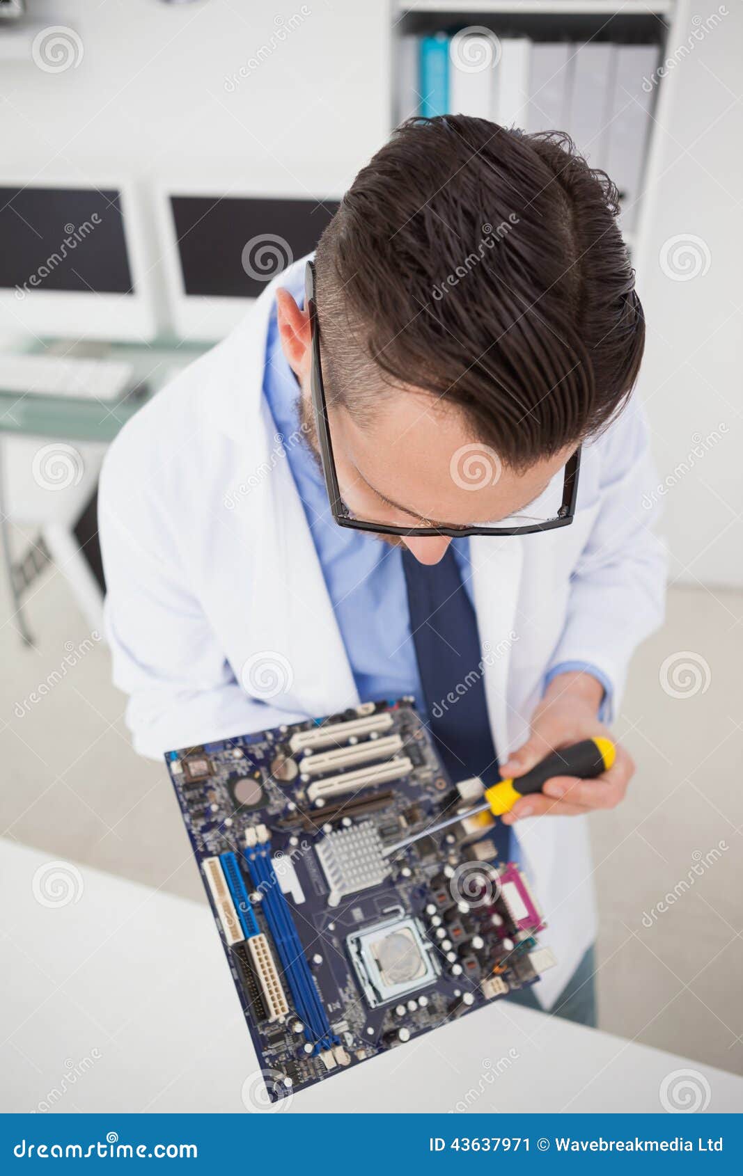 Computer Engineer Working on Broken Cpu Stock Image - Image of view ...