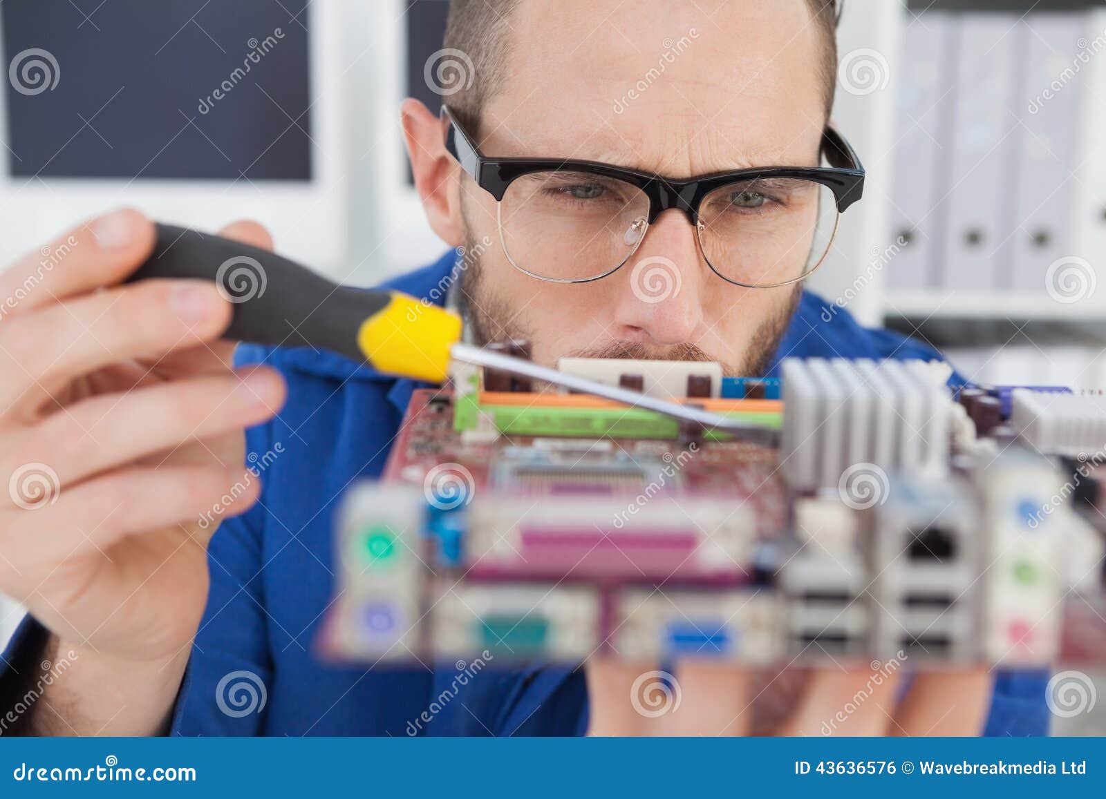 Computer Engineer Working on Cpu with Screwdriver Stock Photo - Image ...