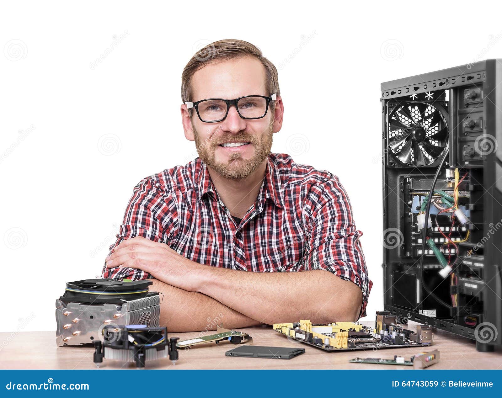 Computer Engineer at Workplace Stock Image - Image of looking, place ...