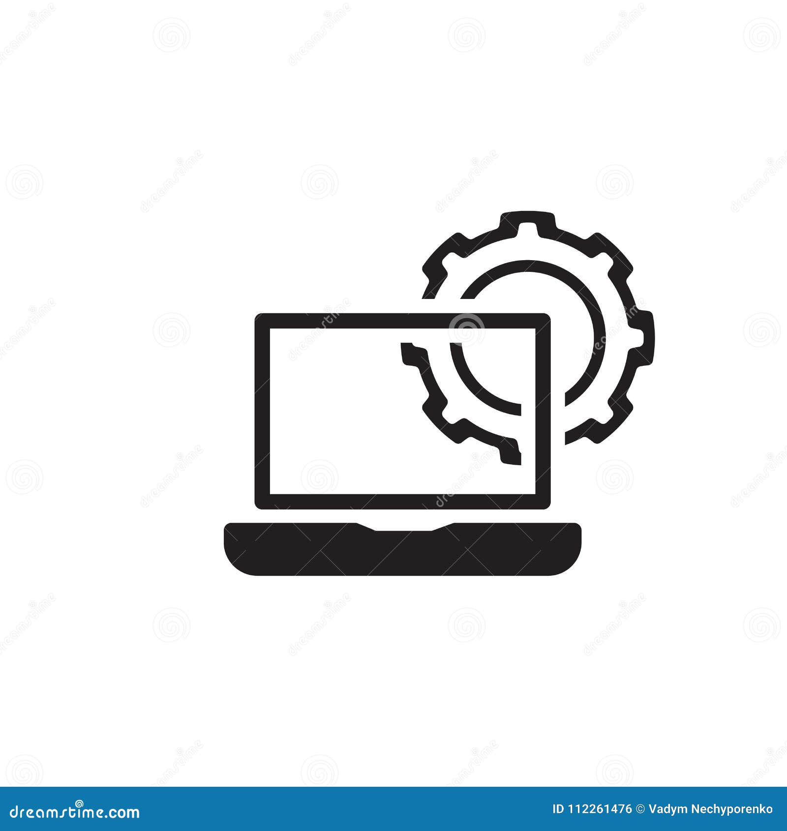 Computer Engineering Icon. Gear and Laptop. Development Symbol Stock ...