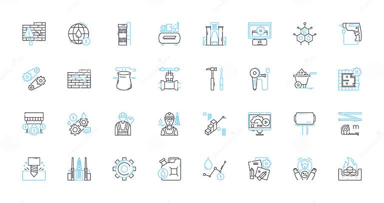 Computer Engineering Linear Icons Set. Coding, Hardware, Software, Digital, Algorithm, Nerking ...