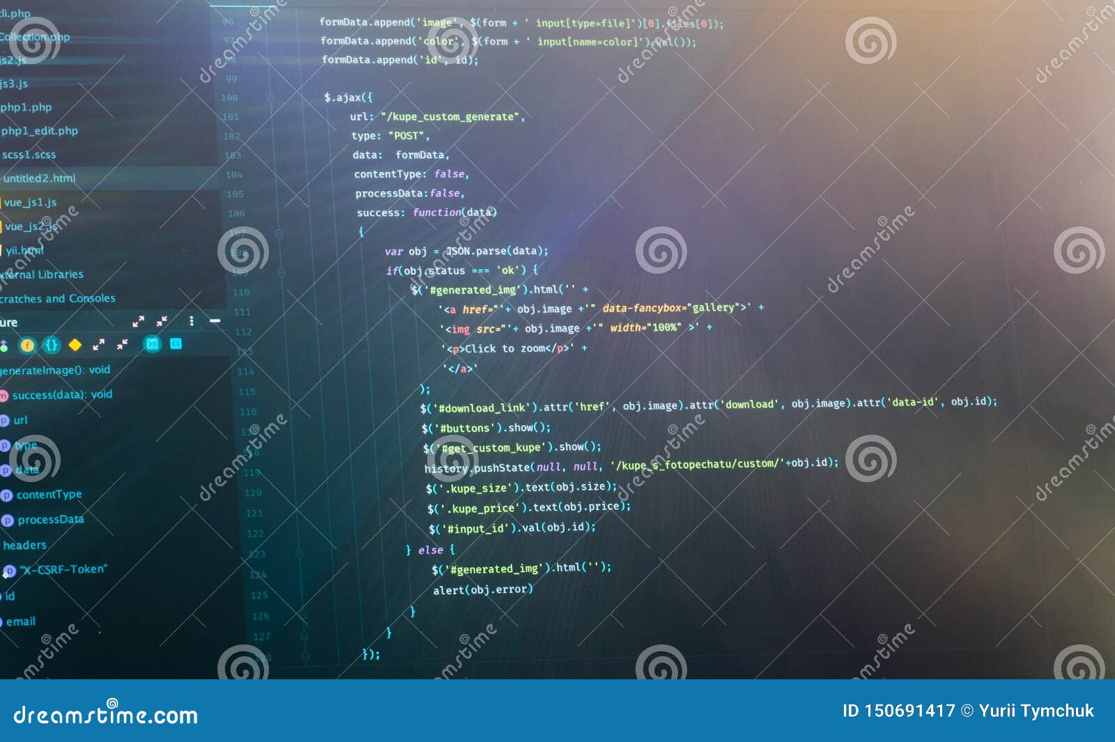 Computer Engineering Of Web Site In The Code Editor Using Javascript Language Stock Image