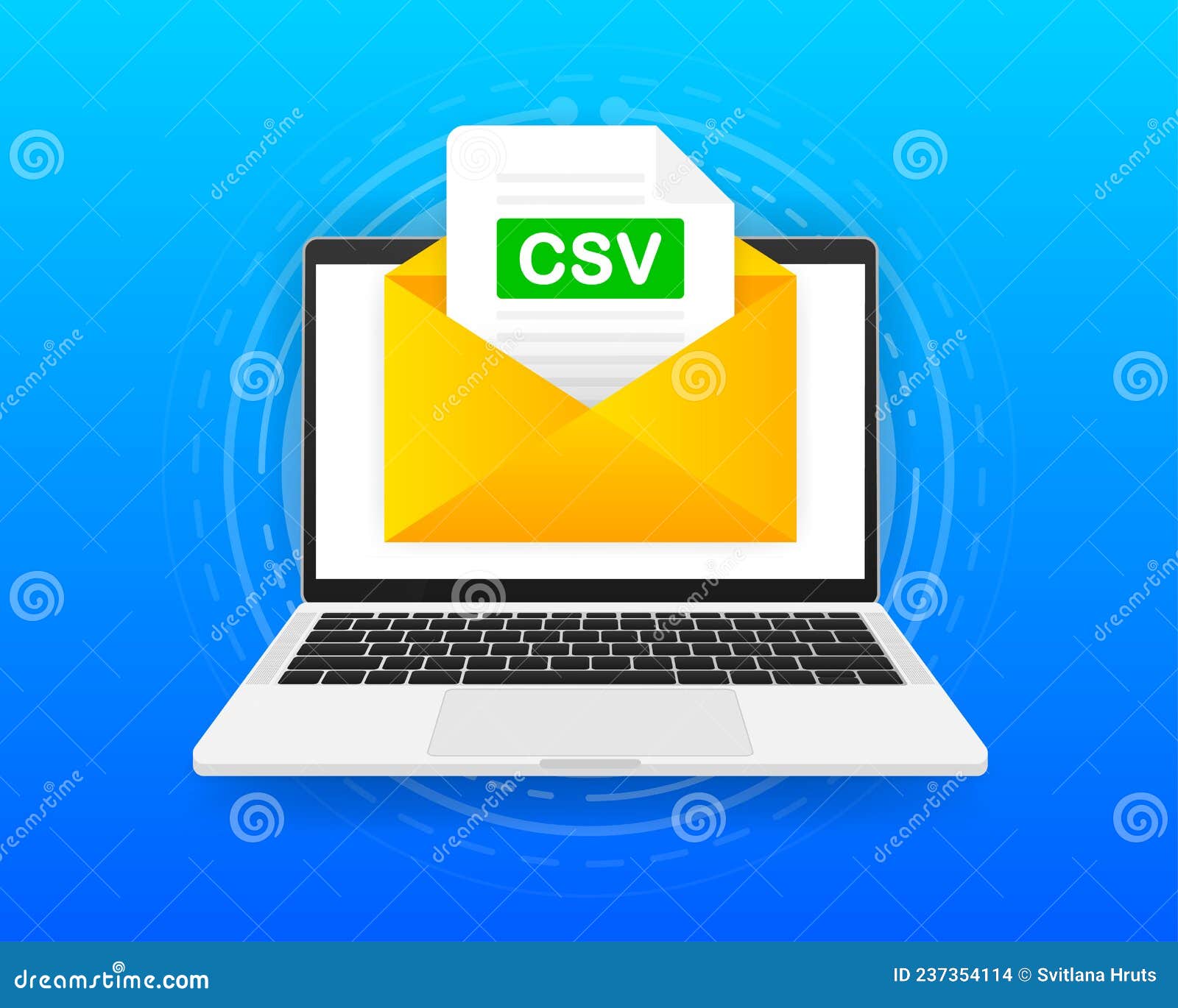 Computer with Envelope and CSV File. Laptop and Email with CSV Document ...