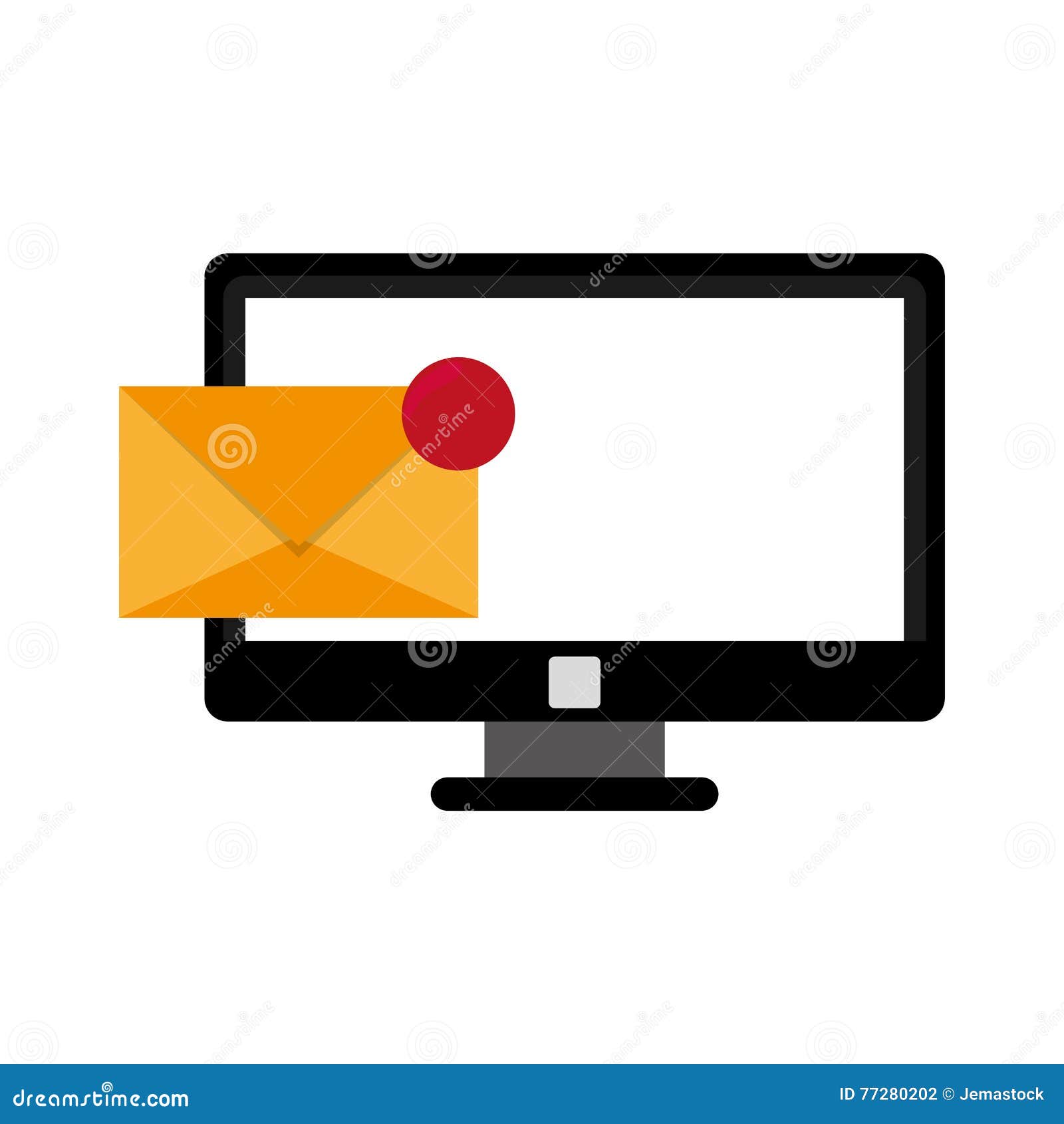 Computer and envelope icon stock vector. Illustration of graphic - 77280202